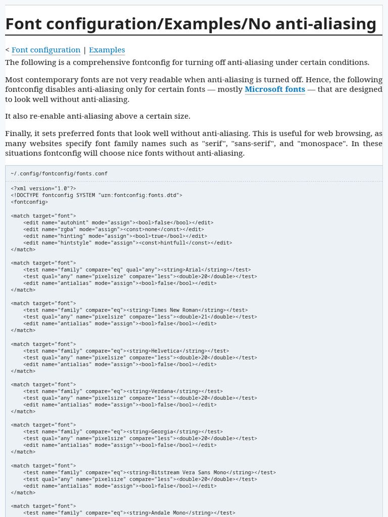 Font Configuration - Examples - No Anti-Aliasing - ArchWiki | PDF ...