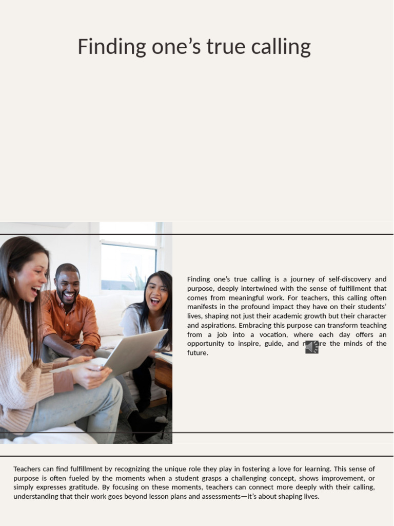 Finding one’s true calling | PDF | Teachers | Behavior Modification