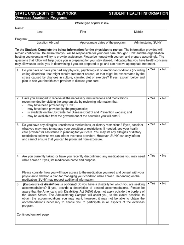 OAP Student Health Information | PDF | Health Care | Medicine