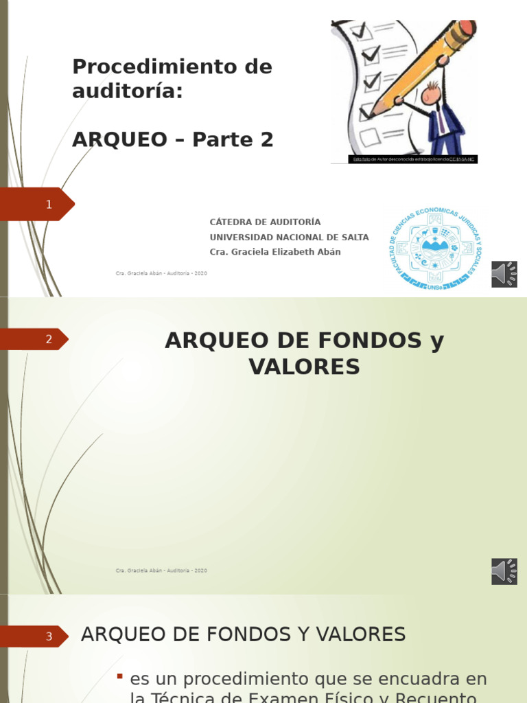 Procedimiento de Arqueo de Fondos y Valores | PDF | Auditoría | Cheque