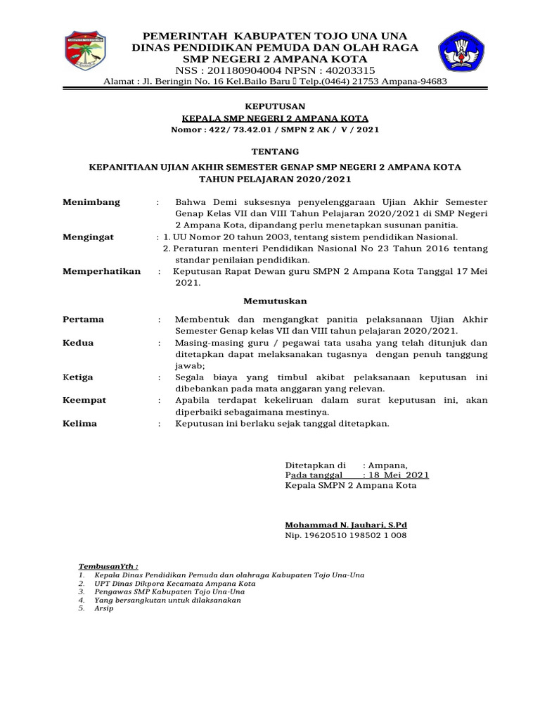 SK Panitia UAS | PDF