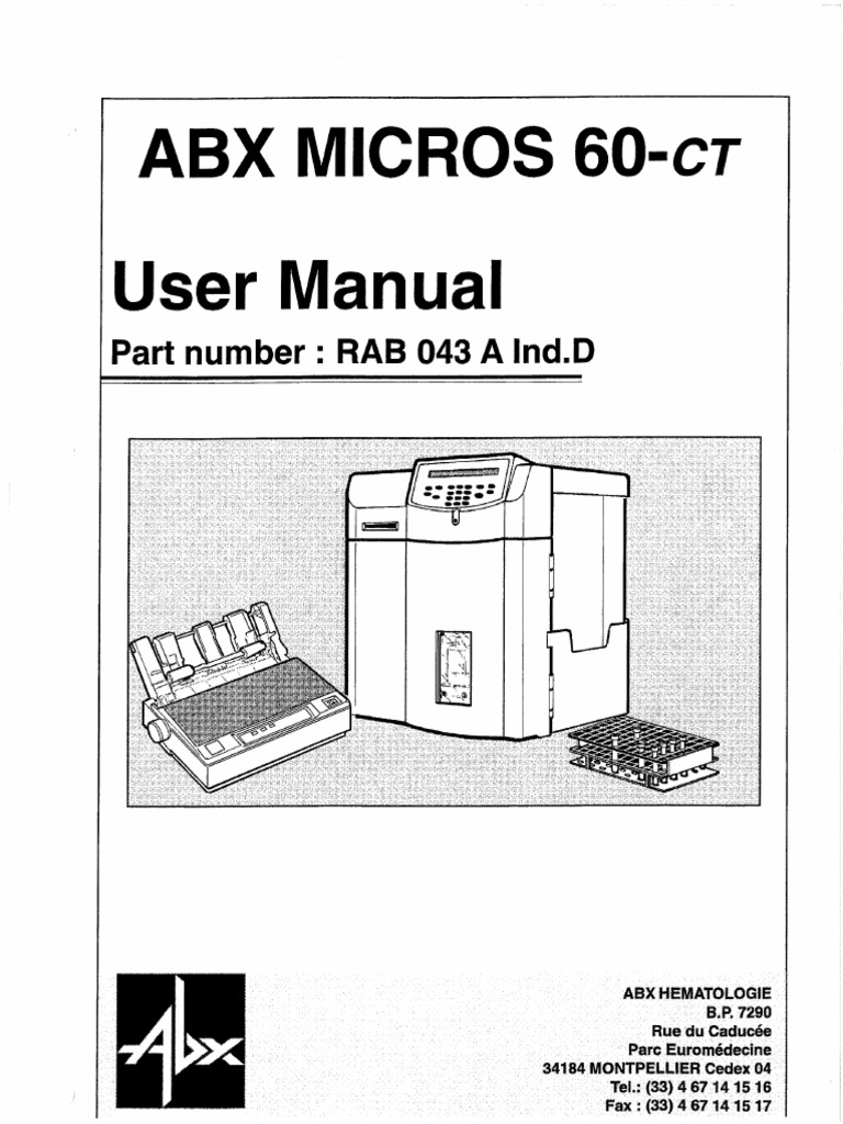 User Manual ABX Micros 60-Ut | PDF | Blood