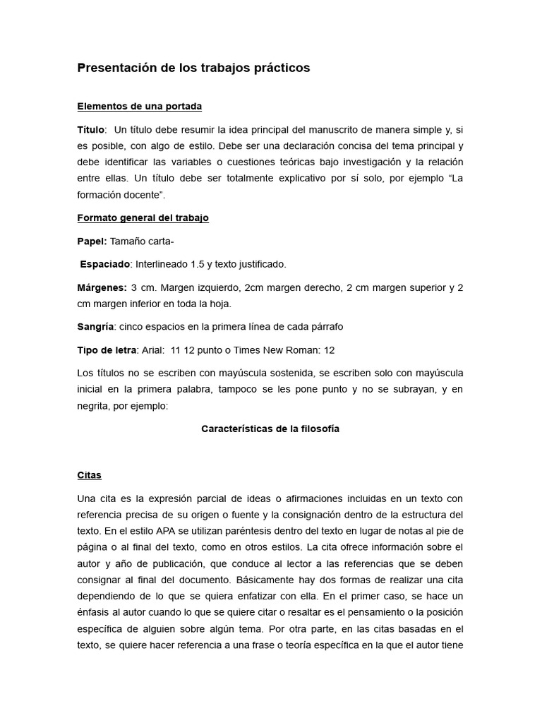 Presentaci-N de Los Trabajos Pr-Cticos | PDF | Estilo apa