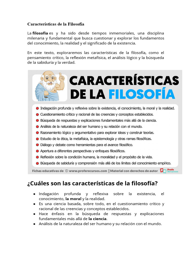 Caracter-Sticas de La Filosof-A. 2docx | PDF
