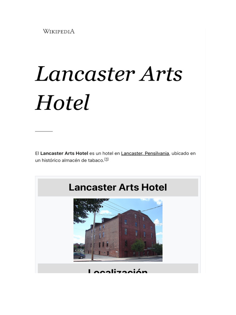 Lancaster Arts Hotel - Wikipedia, La Enciclopedia Libre | PDF