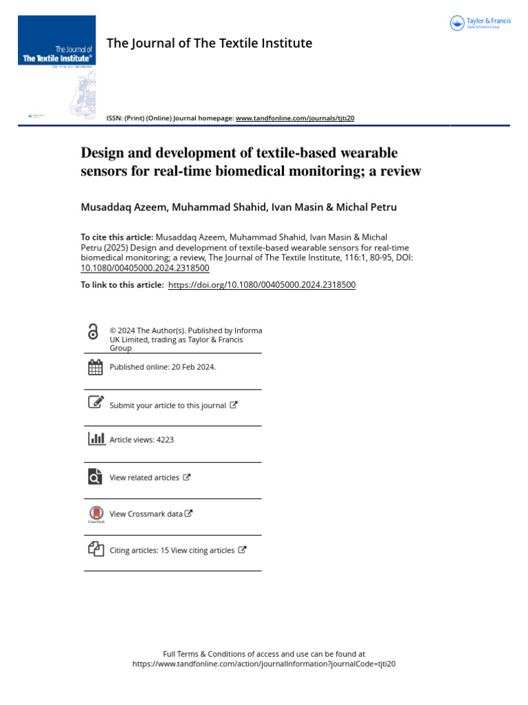 Design and Development of Textile-Based Wearable Sensors For Real-Time Biomedical Monitoring A ...
