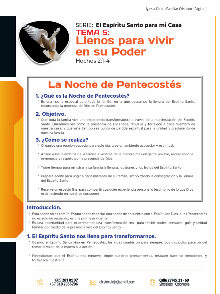 Tema 5 - Llenos para Vivir en Su Poder | PDF | espíritu Santo | Pentecostés