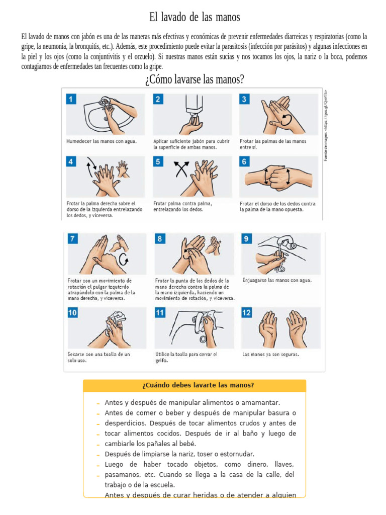 Pasos y momentos del lavado de manos | PDF | Lavado de manos ...