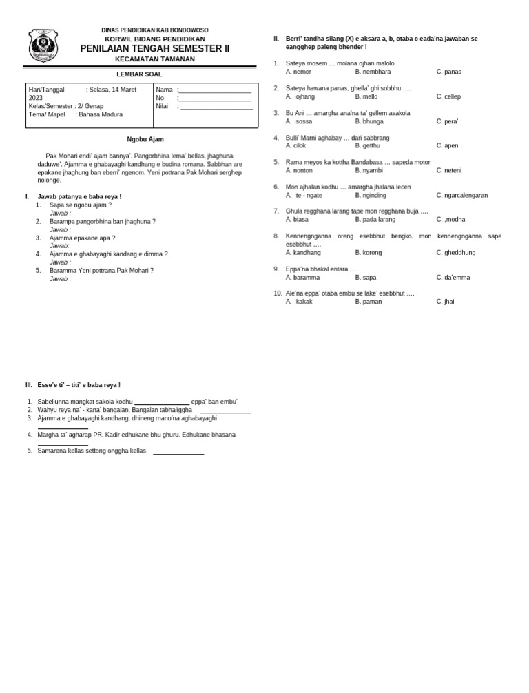Kelas 2 Bhs. MDR | PDF