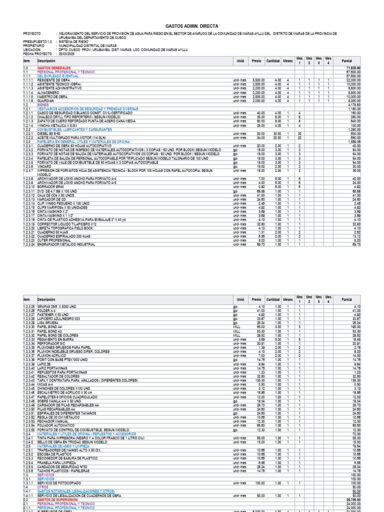 Gastos Indirectos Maras 2.0 | PDF | Equipo de oficina | Impresión