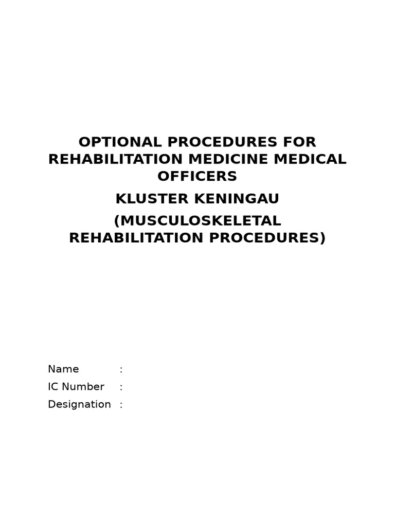Optional MSK Procedure Logbook For Rehab MOs HKGU | PDF