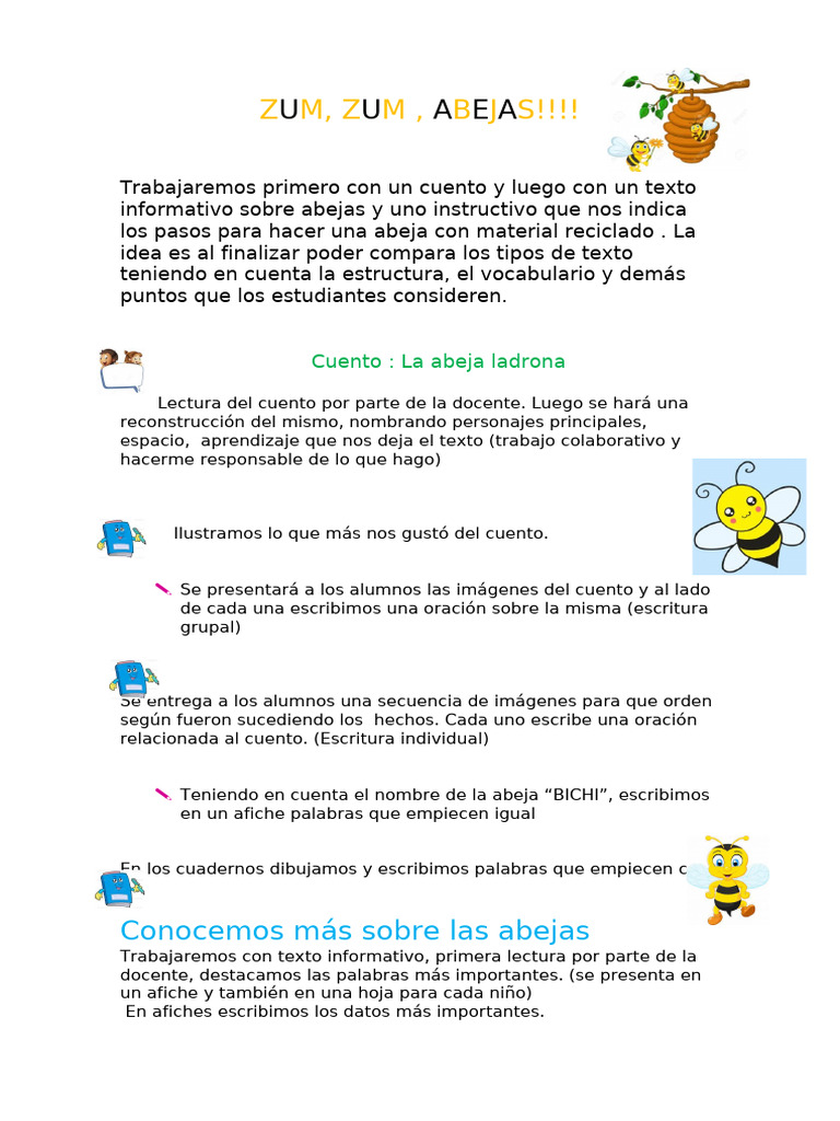 Trabajaremos primero con un cuento y luego con un texto informativo sobre abejas | PDF | Western ...
