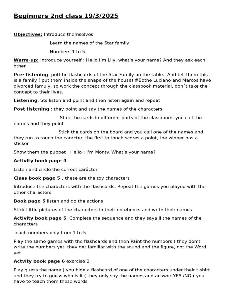 Beginners 2nd Class | PDF