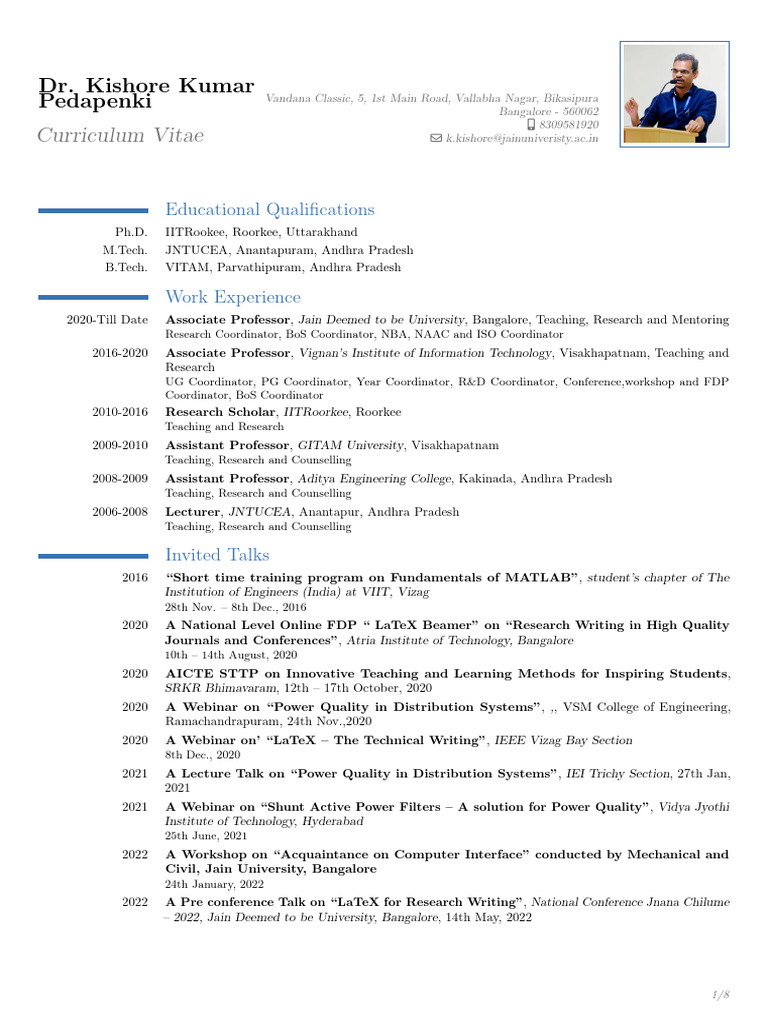 Dr_Kishore_CV_Resource_Person | PDF | Power Inverter | Electrical Engineering