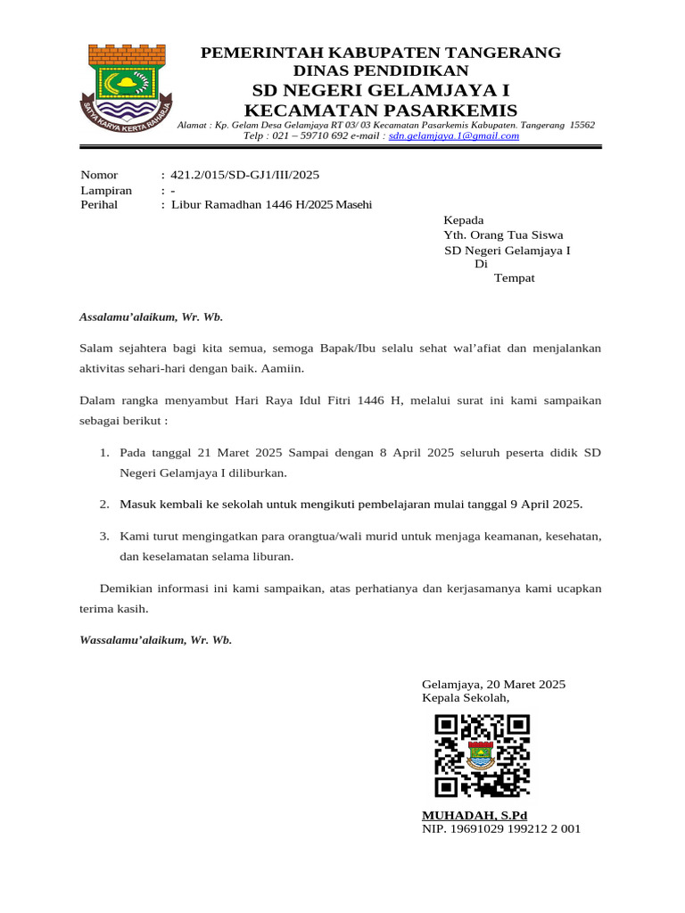 Surat Edaran Libur Ramadhan | PDF