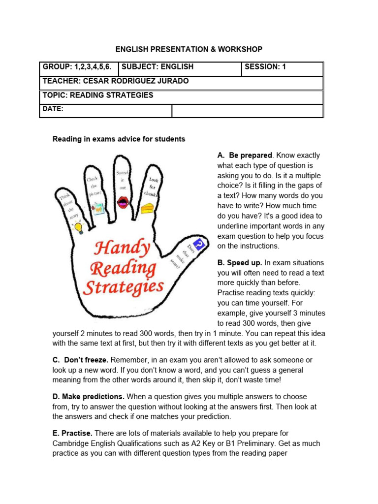 Effective Reading Strategies for Exams | PDF | Reading Comprehension ...
