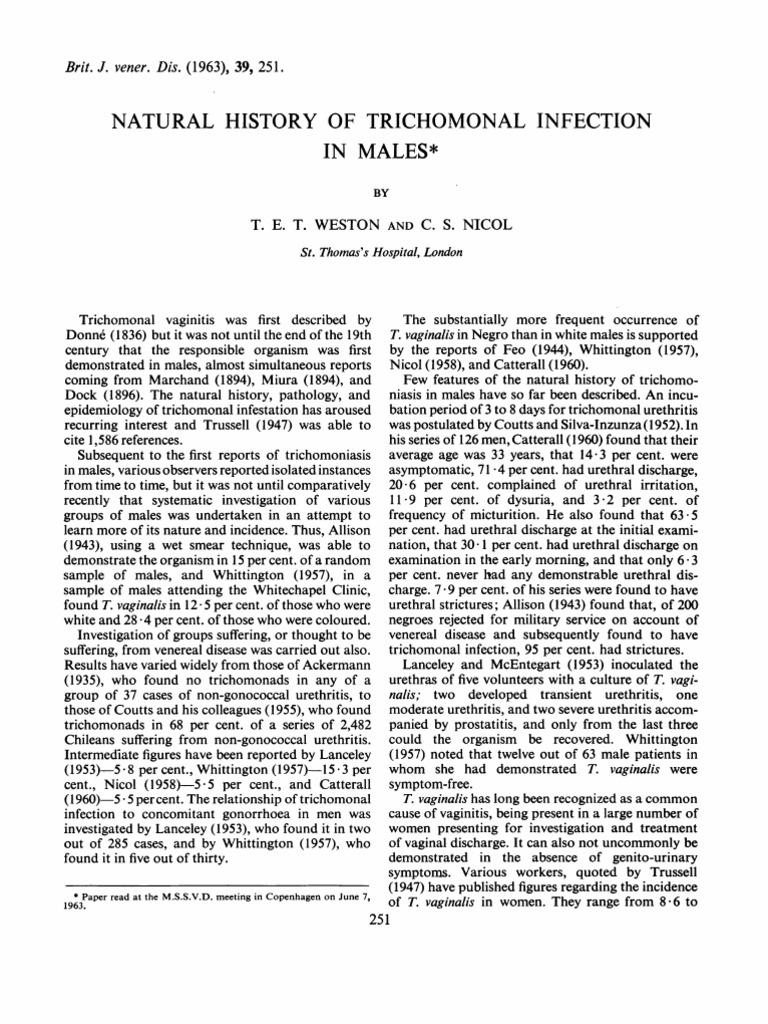 Trichomonal Infection in Males: Study Insights | PDF | Urology ...