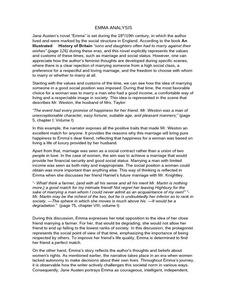 EMMA ANALYSIS Final Version | PDF | Emma (Novel)