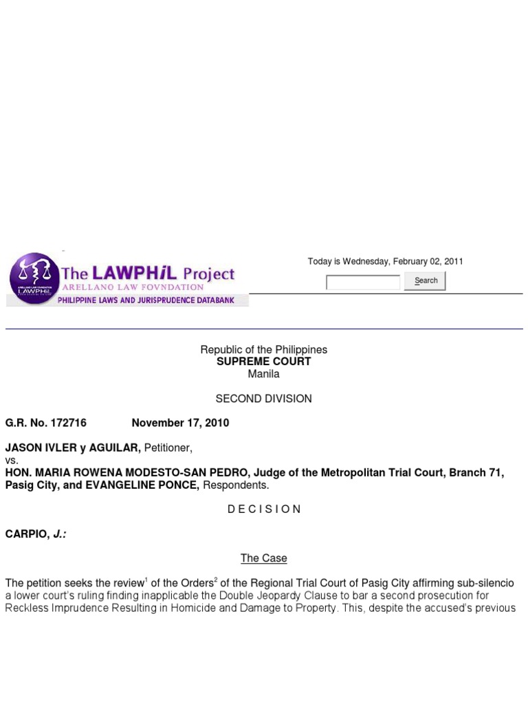 People Vs Ivler | PDF | Double Jeopardy | Crime & Violence