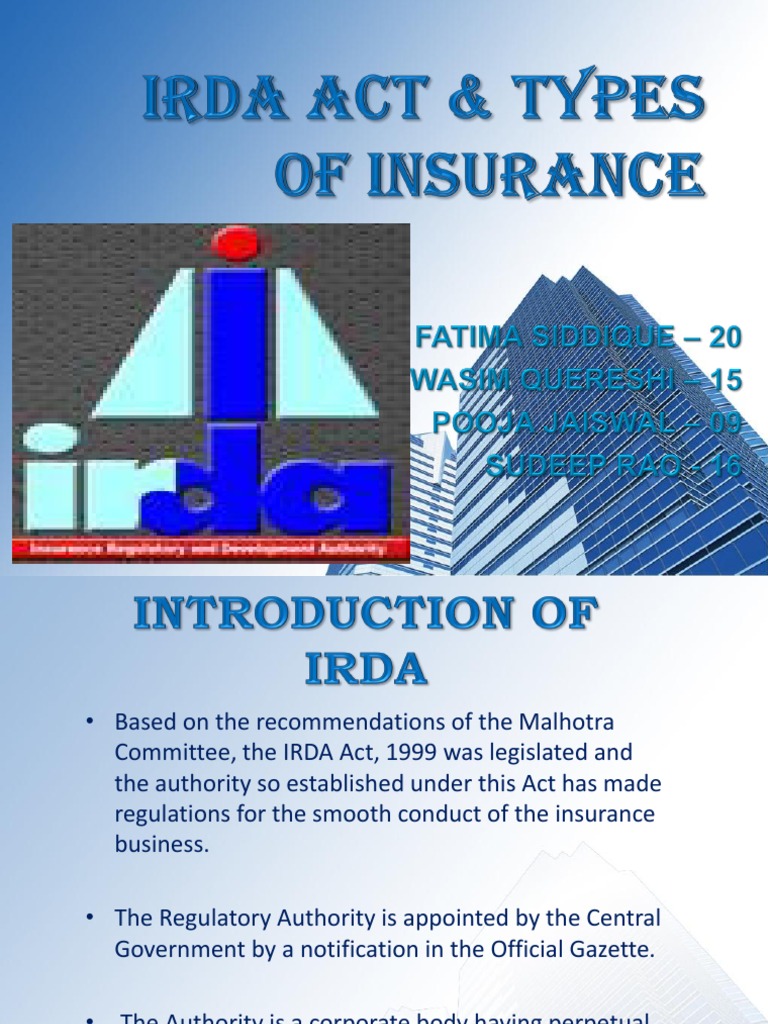 Irda Act & Types of Insurance | PDF | Life Insurance | Insurance