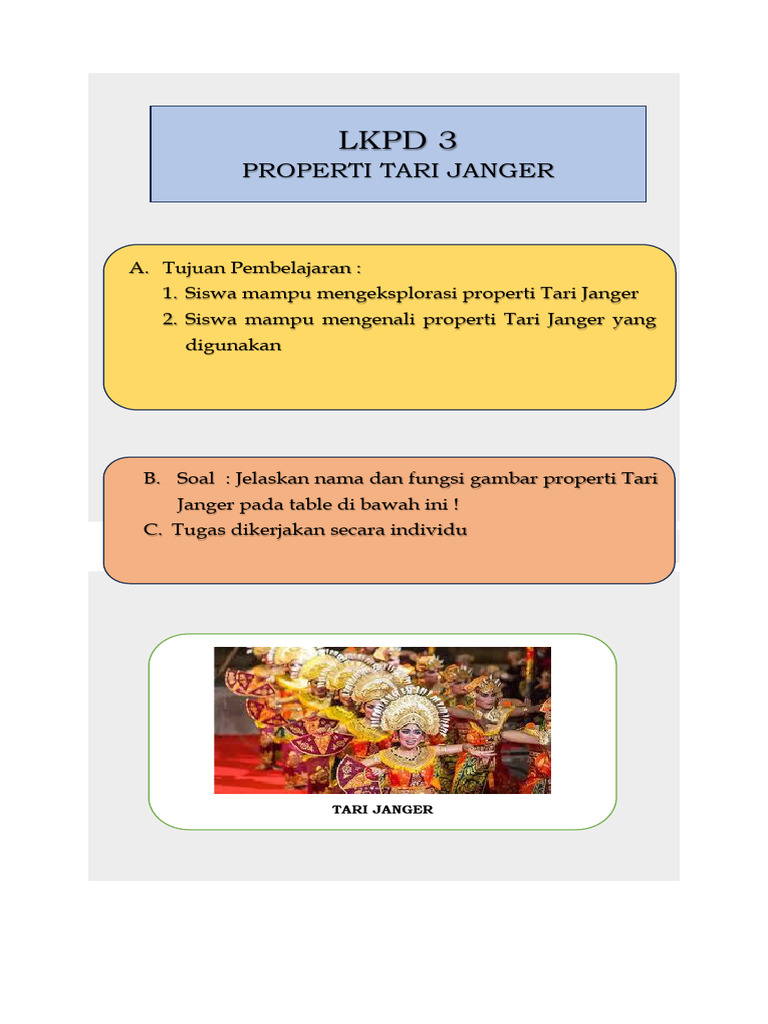 LKPD 3. Properti Tari Janger | PDF