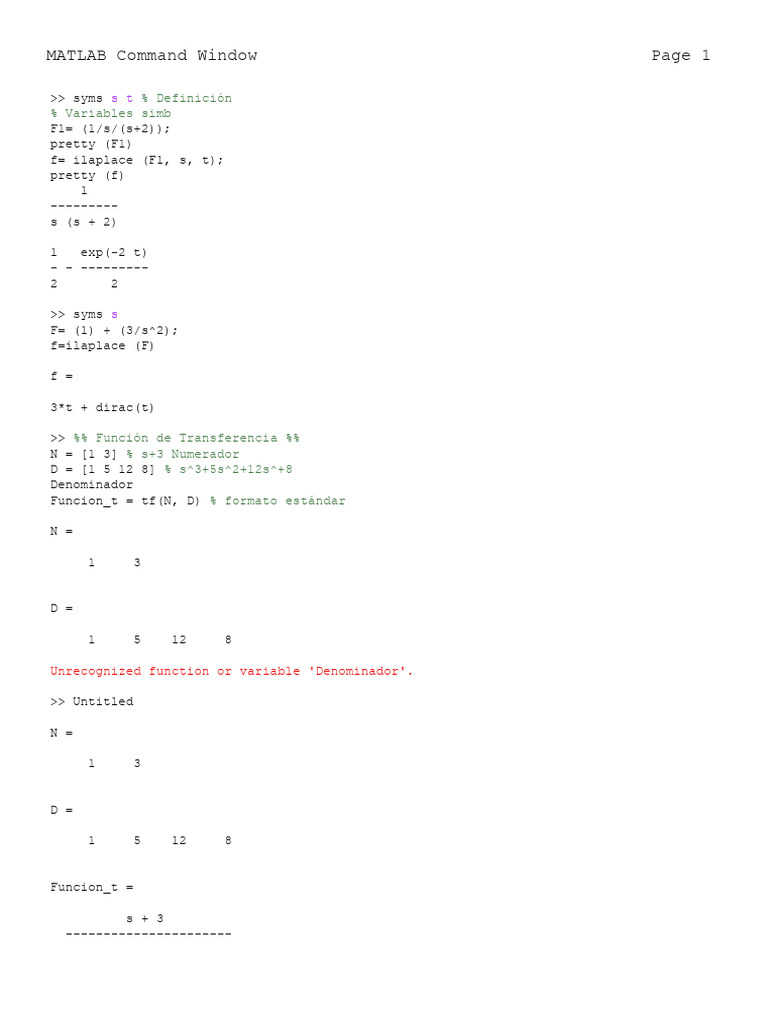MATLAB Transfer Function Analysis | PDF | Mathematical Analysis | Functions And Mappings