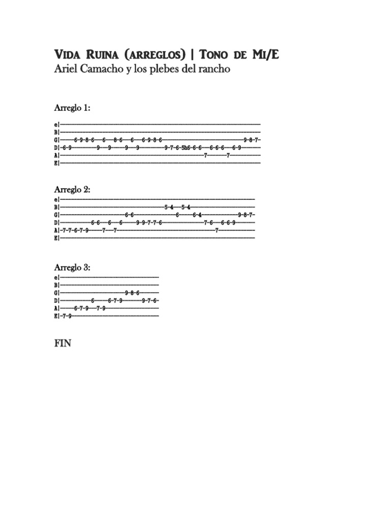 Vida Ruina (Arreglos) | PDF