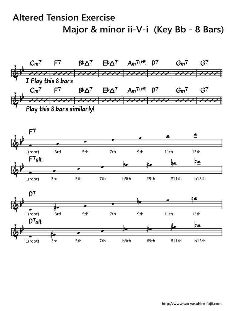 Altered Tension Exercise - Key BB (GM) - ii-V-I (8 Bars) | PDF | Music ...
