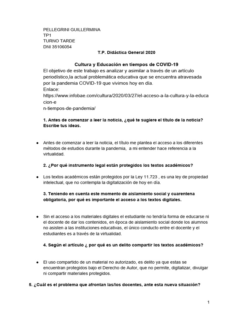 tp1 Didactica | PDF | Enseñando | Maestros