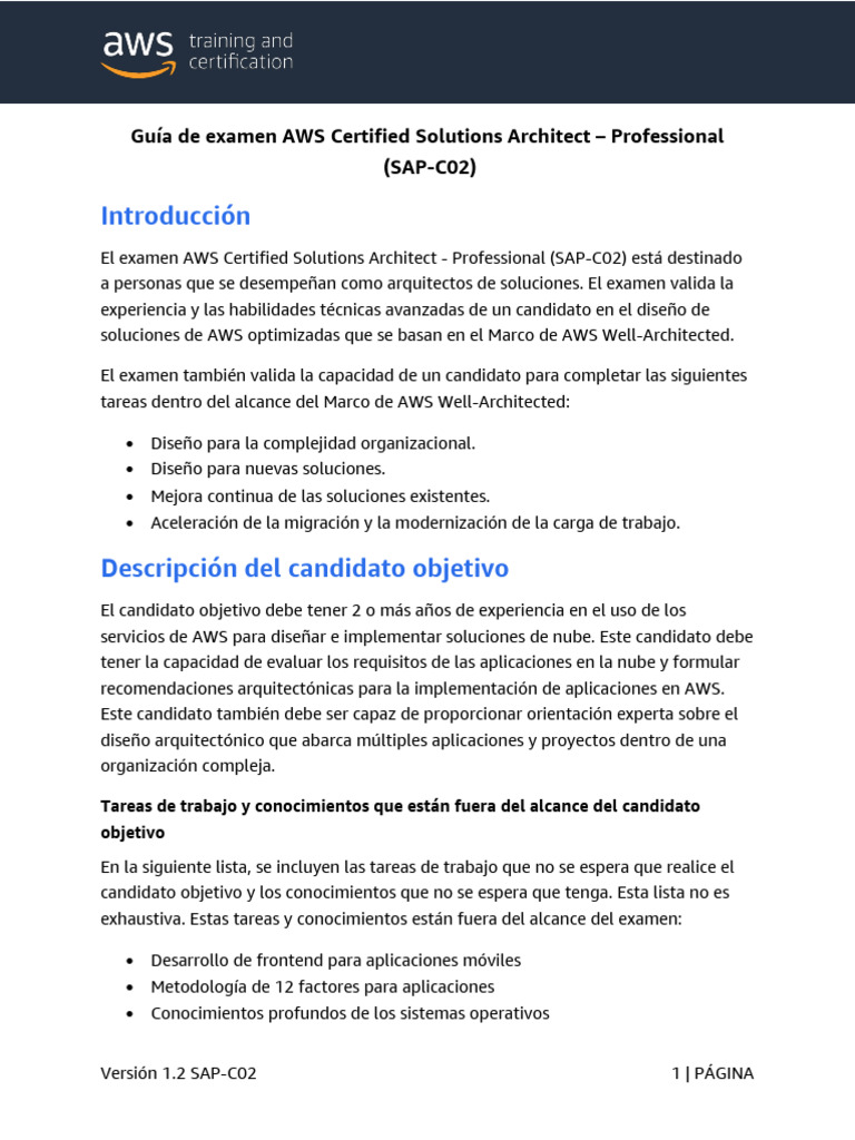 AWS Certified Solutions Architect Professional - Exam Guide | PDF | Servicios web de Amazon ...