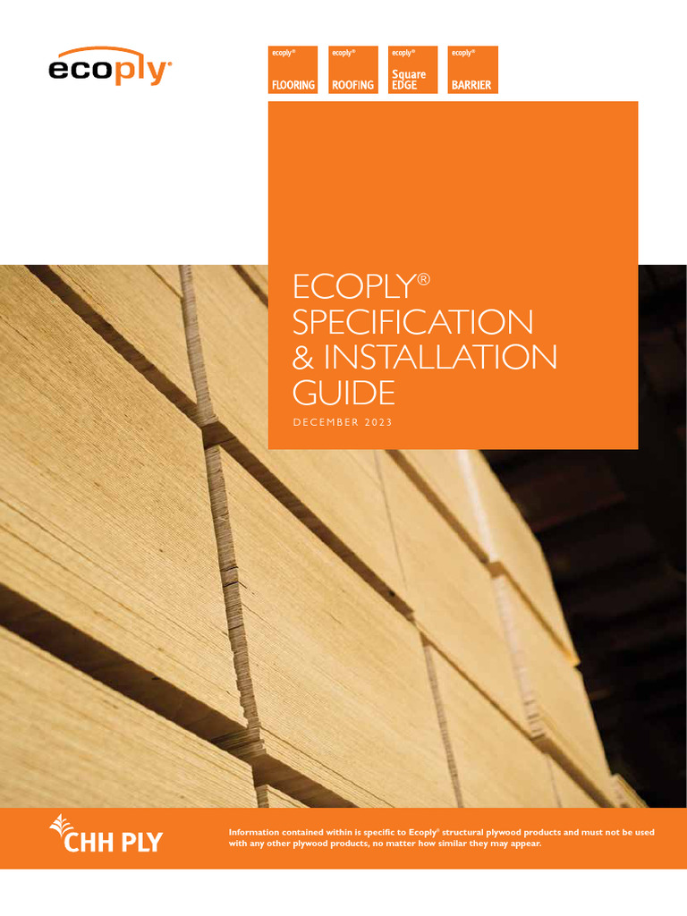 Ecoply Specification Installation Guide Current | PDF | Plywood | Flooring
