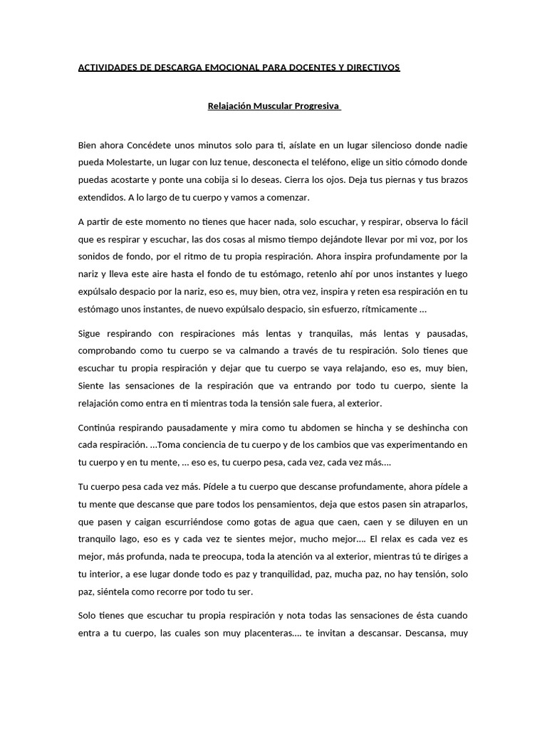 Actividades de Descarga Emocional para Educadores | PDF | Las emociones ...