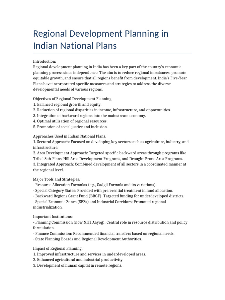 Regional Development Planning India | PDF | Infrastructure | Equity ...