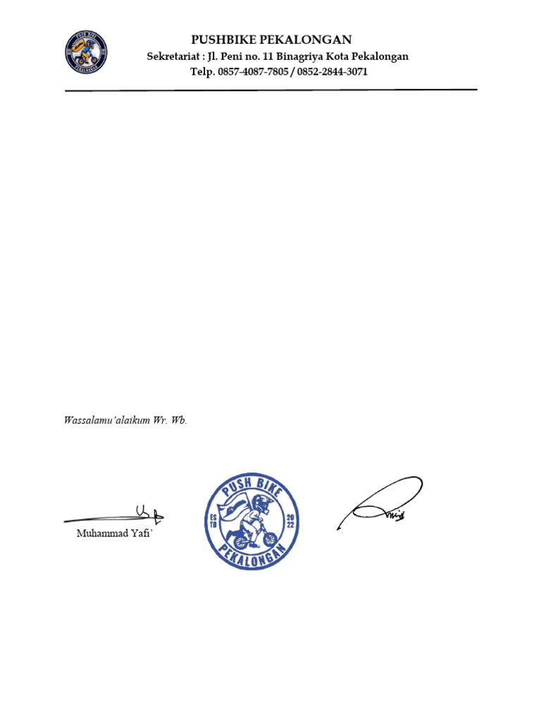 Surat Permohonan Tempat PB.PKL GOR Abirawa | PDF