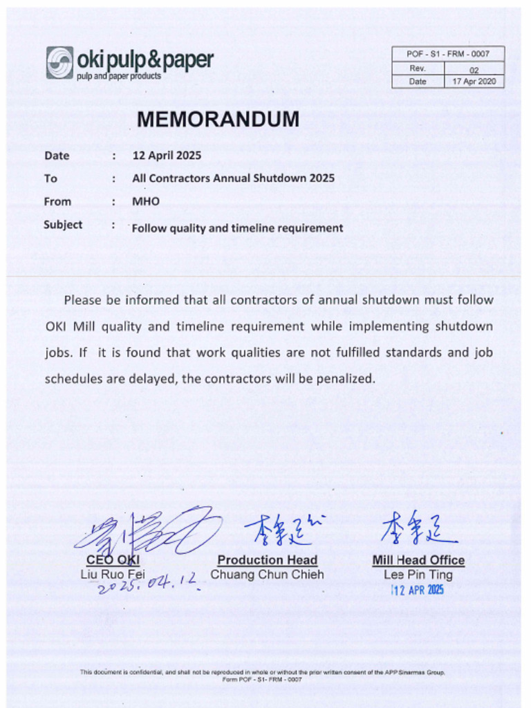 Memorandum - Follow Quality and Timeline Requirment | PDF