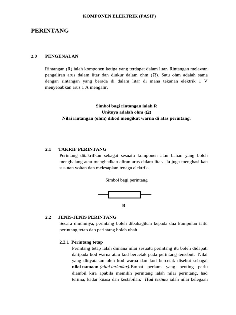 KVK Komponen Elektrik Pasif R, C, L | PDF