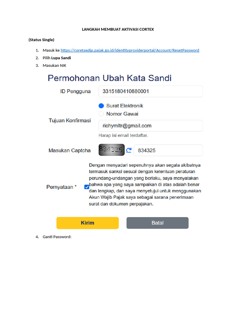 Langkah Aktivasi Cortex Pajak | PDF