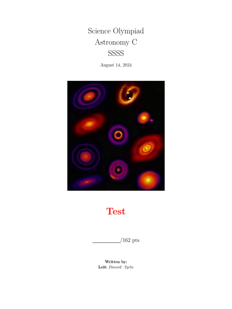 Astronomy 2025 C Ssss-Lei0 Test | PDF | Stars | Black Hole