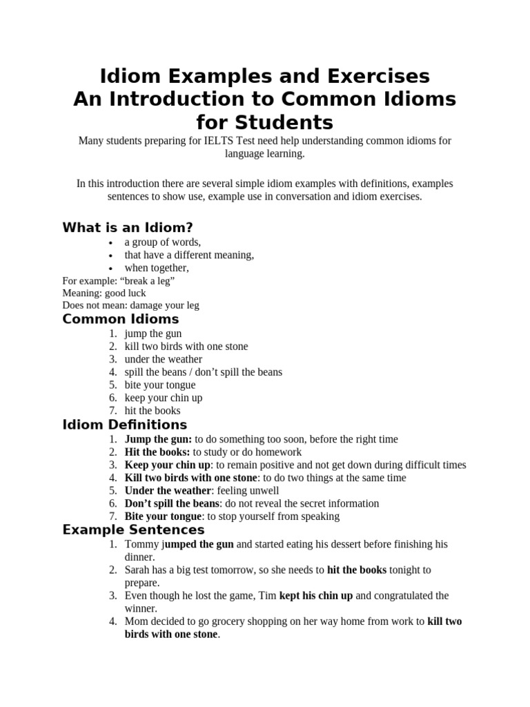 iDIOMS EXERCISES | PDF | Idiom