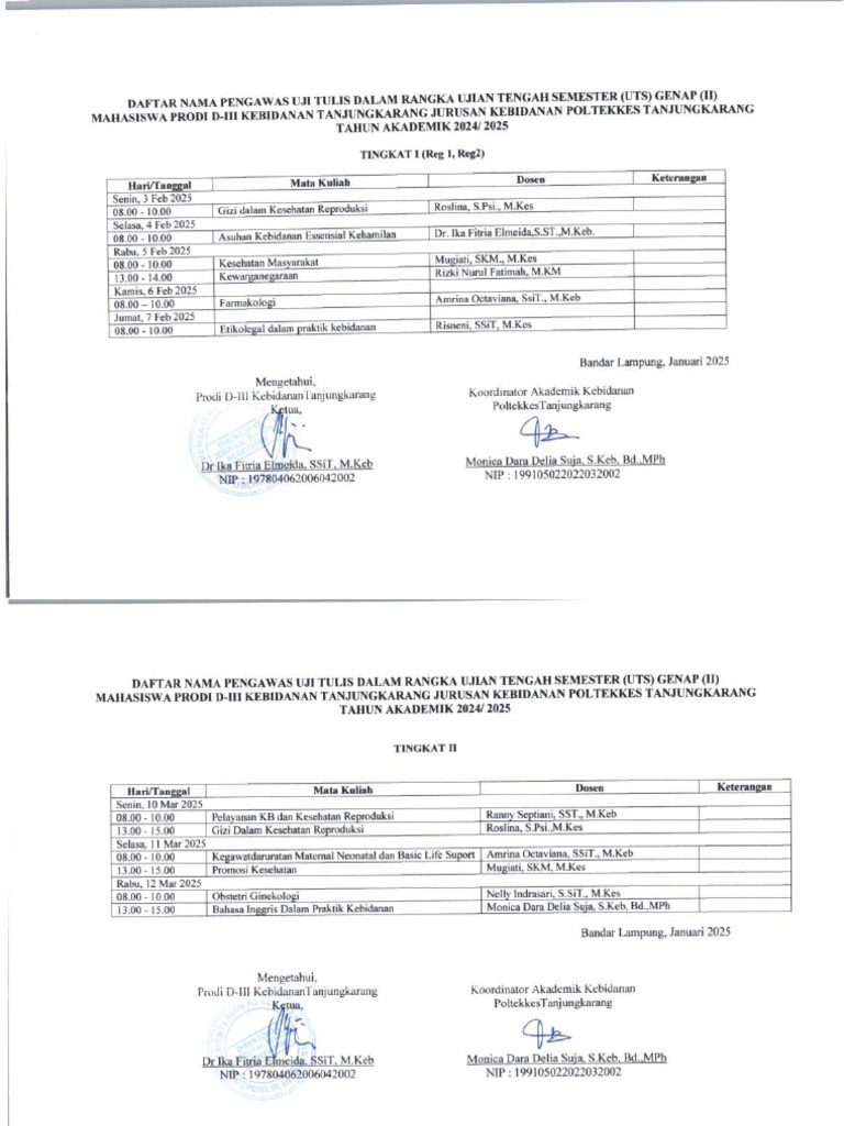 Jadwal Uts d3 Str 2425 Genap | PDF