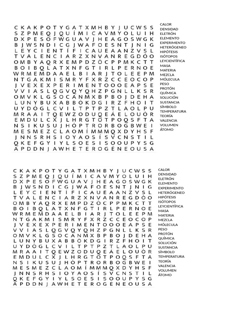 SOPA DE LETRAS. QUÍMICA 5TO. TURISMO Y FINANZAS | PDF
