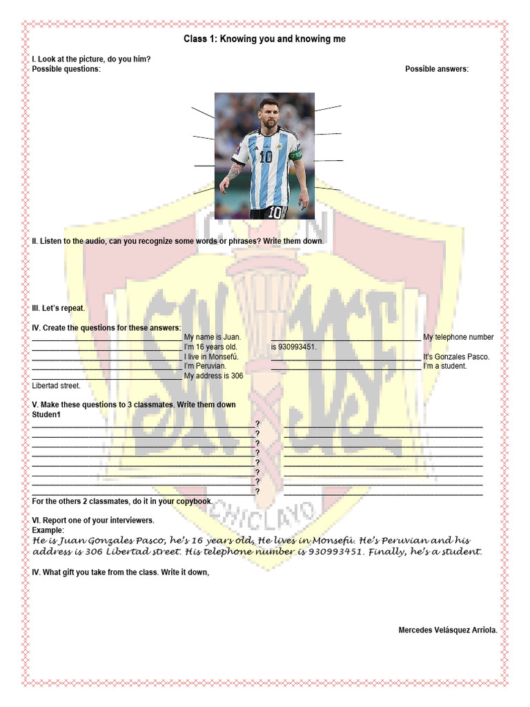 Bim 1-Sesión1- Knowing you and me- Worksheet | PDF