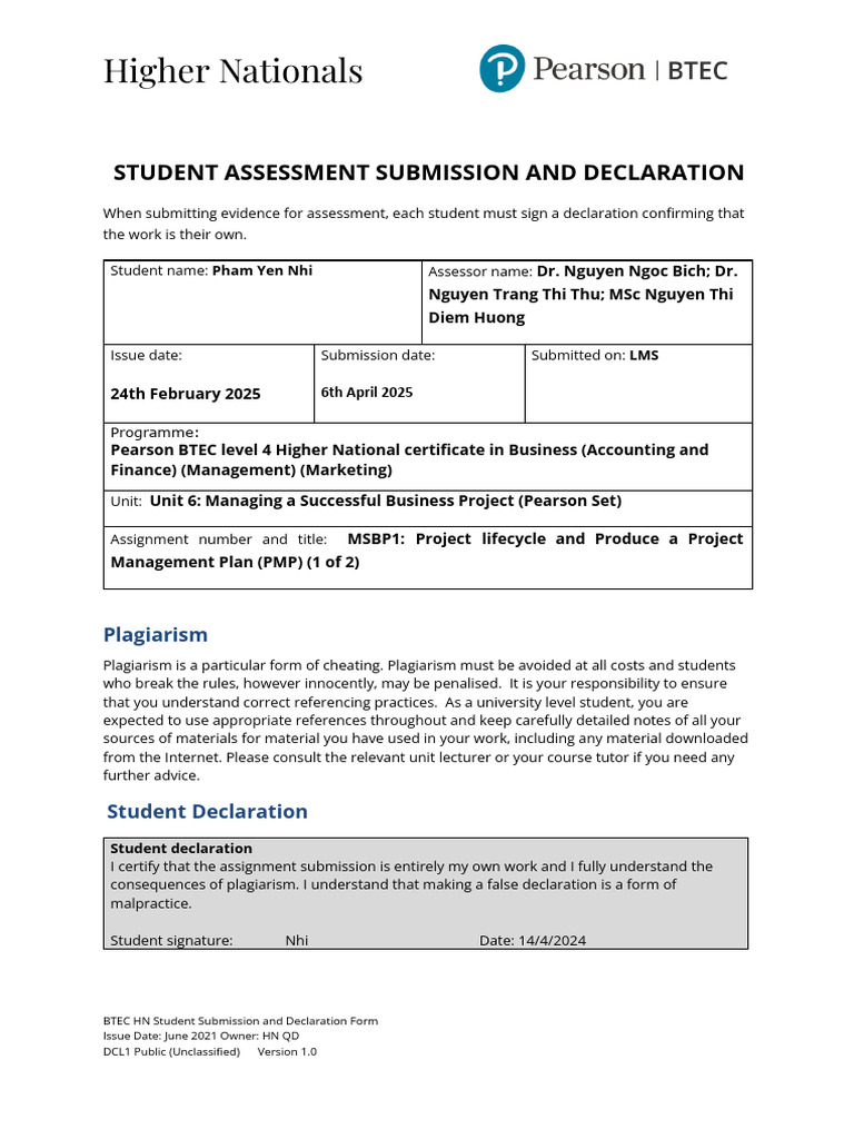 A2 - Student Assessment Submission and Declaration | PDF