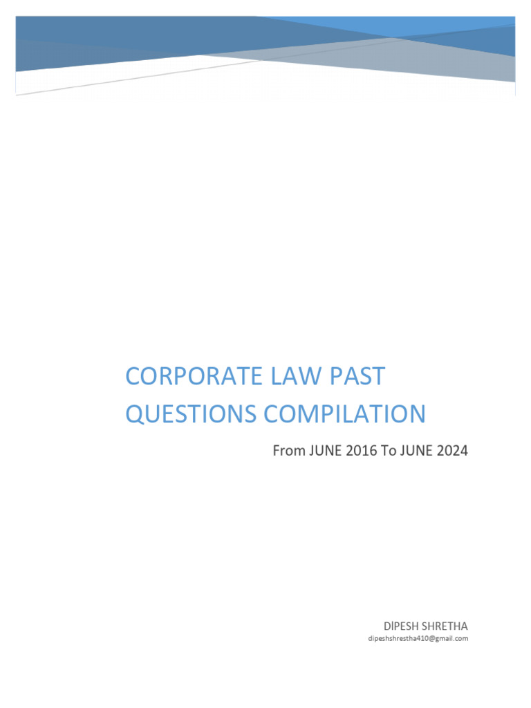 Corporate Law Past Question Compilation | PDF | Insolvency | Liquidation