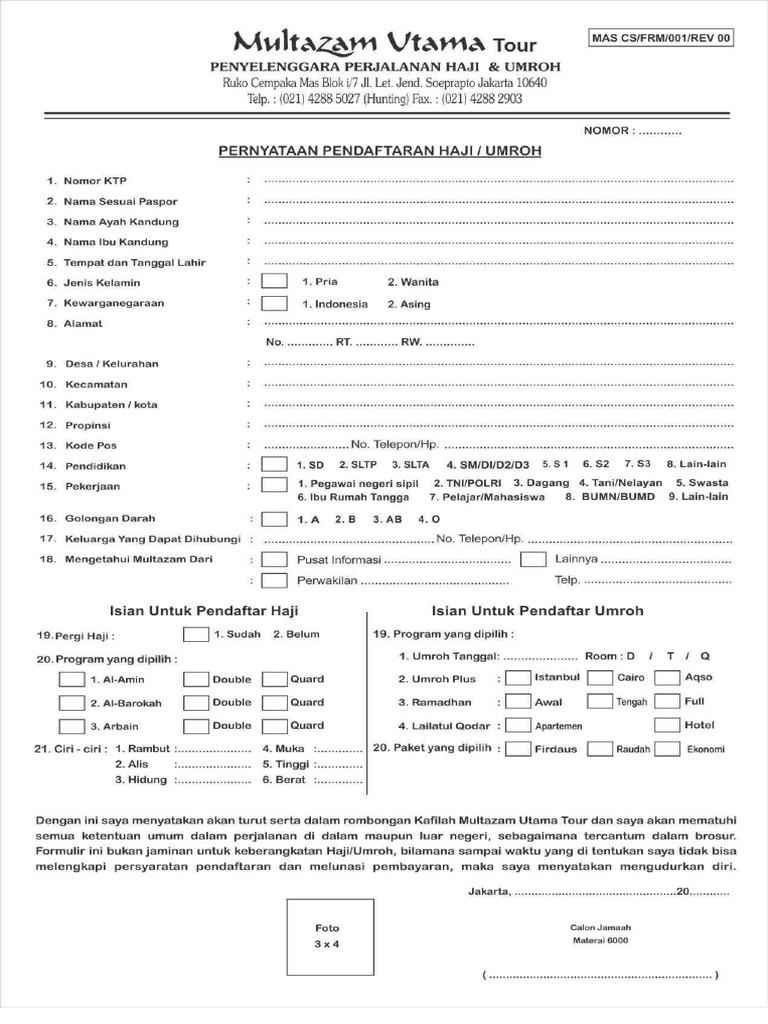 Formulir Haji Umroh | PDF