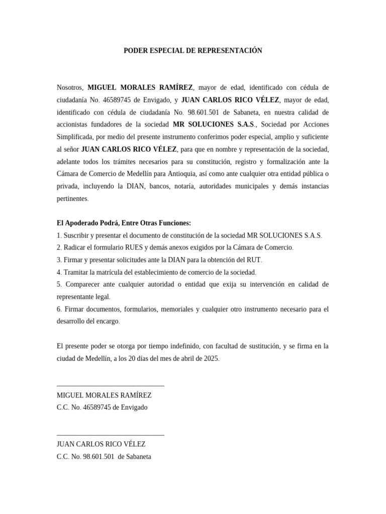 Poder del Representante Legal | PDF
