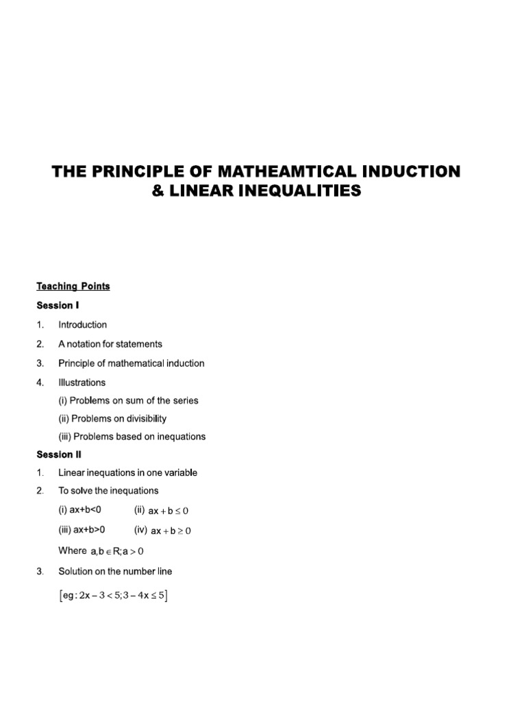 Mathematical Induction and Linear Inequalities | PDF