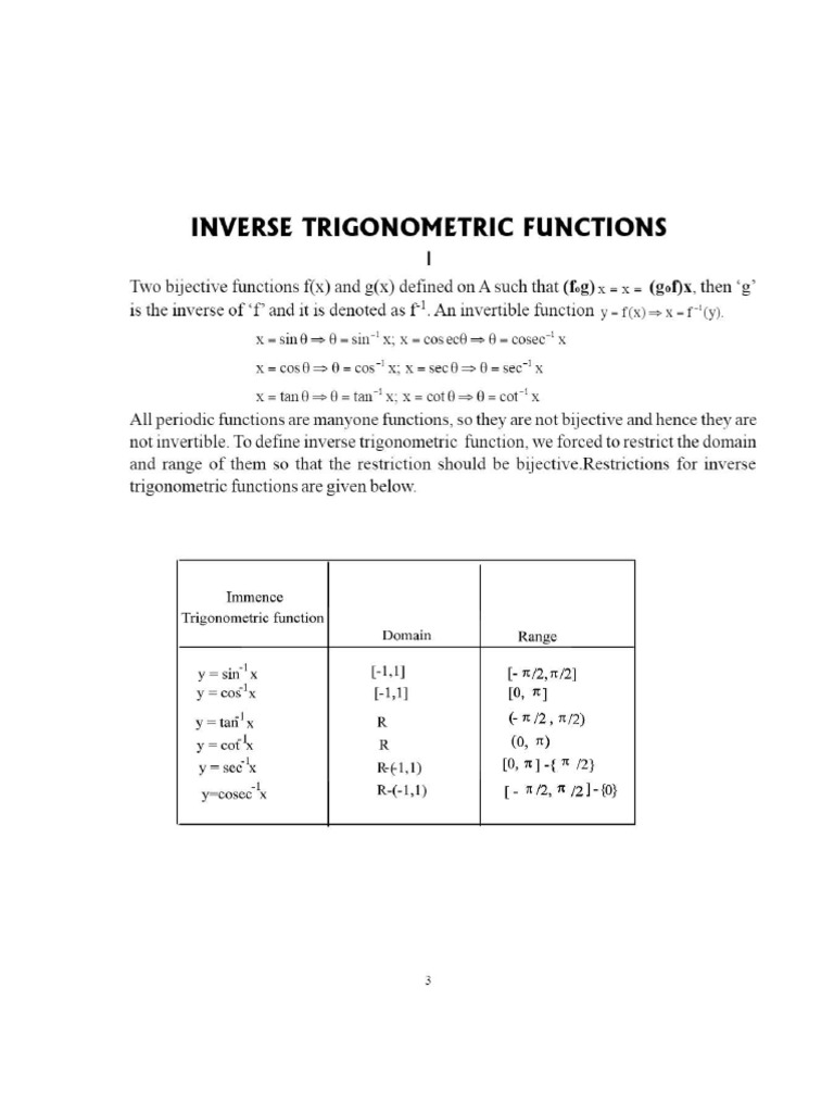 Trigonometry (Inverse) | PDF