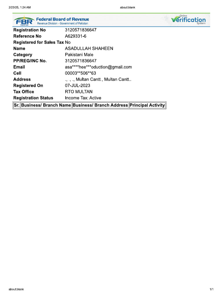 Tax Profile | PDF