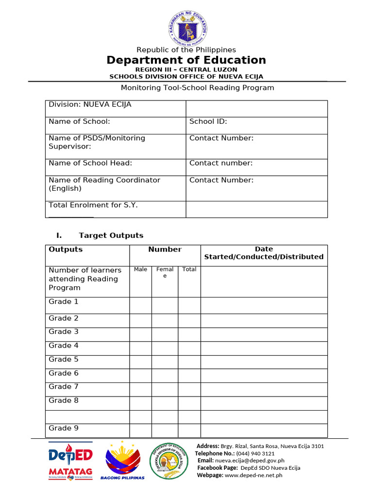 Nueva Ecija School Reading Program Report | PDF | Learning Methods ...